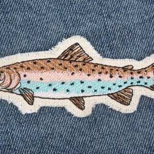 Rainbow Trout Embroidered Patch, Fish Canvas Applique, Spotted Seatrout ...