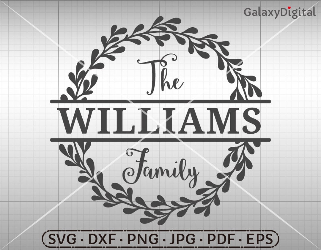 Split Wreath Family Name Monogram SVG, Wedding Frame SVG, the Family ...
