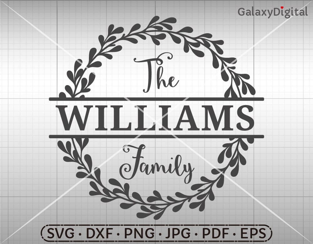 Split Wreath Family Name Monogram SVG Wedding Frame SVG The | Etsy