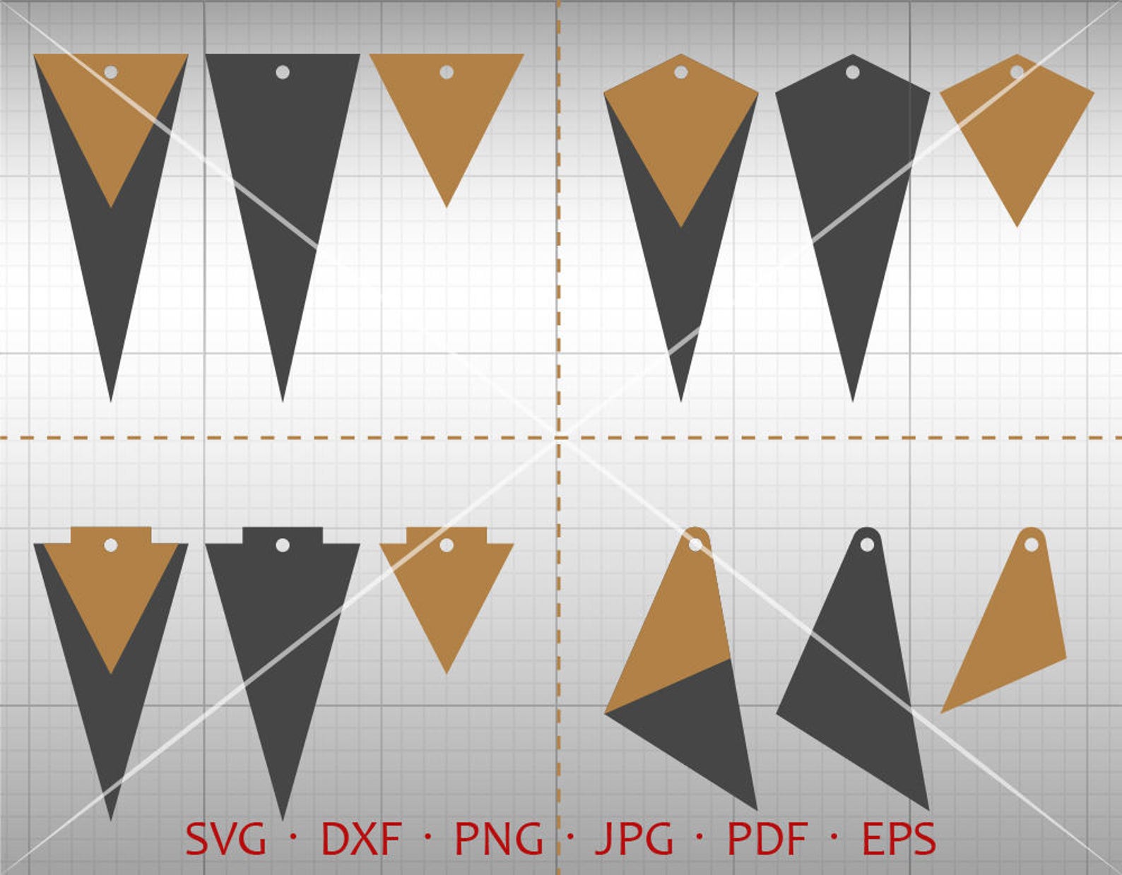 Triangle Stacked Earring SVG Stacked Tear Drop SVG Pendant - Etsy