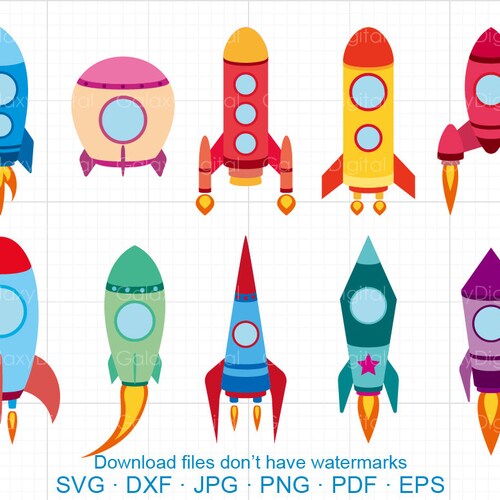 Space Rocket Clipart SVG Space Ship SVG DXF Silhouette Cricut | Etsy