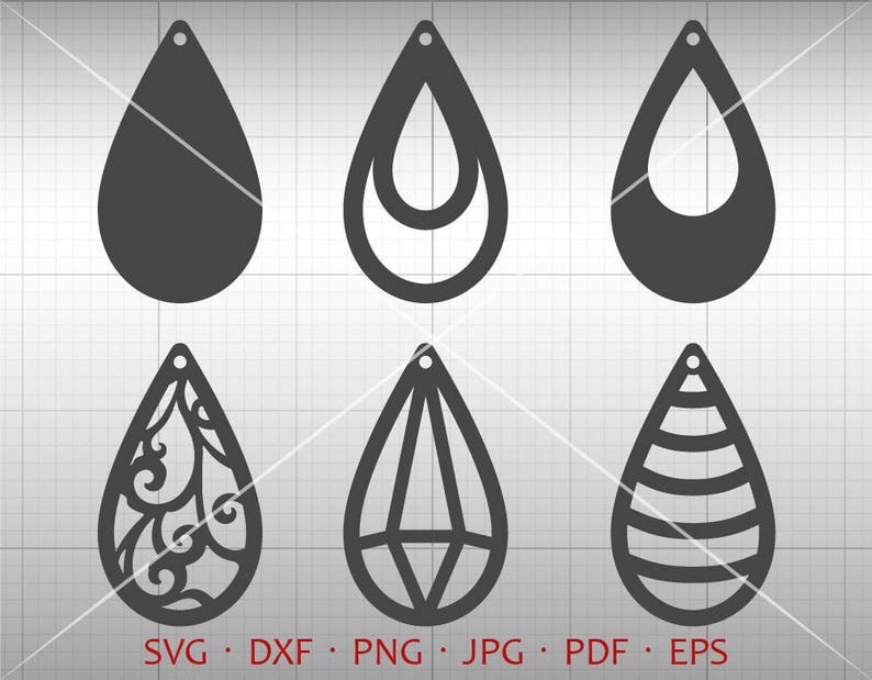 Tear Drop SVG, Pendant SVG, Vector DXF, Leather Earring Jewelry Laser ...