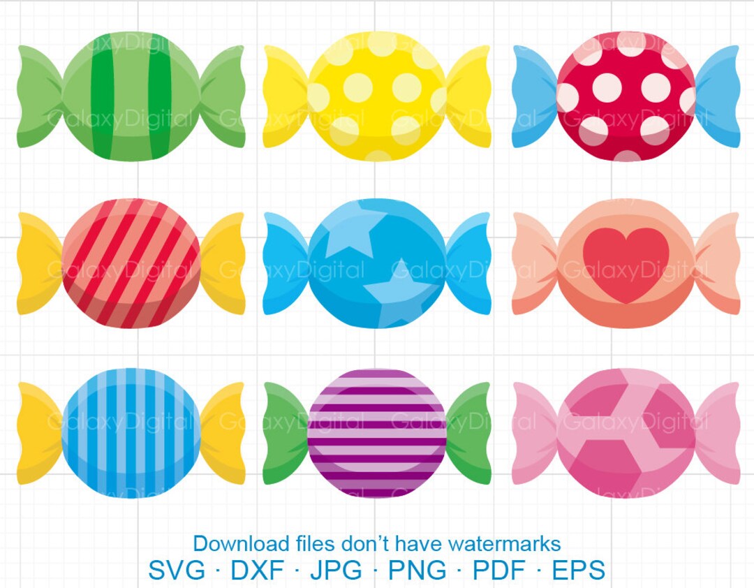 Cute Candy Clipart SVG, Sweets Clipart SVG DXF Silhouette Cricut Cut ...