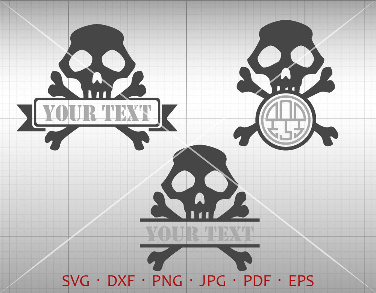 Skull SVG Skull Monogram Frame Skull Clipart Vector DXF | Etsy