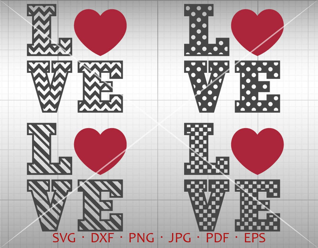 Love Svg, Valentine SVG, Valentine's Day Clipart, Chevron, Polka Dot ...