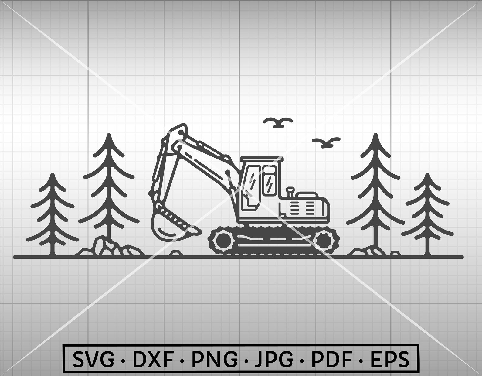 Excavator Scene SVG Digger Scene SVG Silhouette Cricut Cut - Etsy