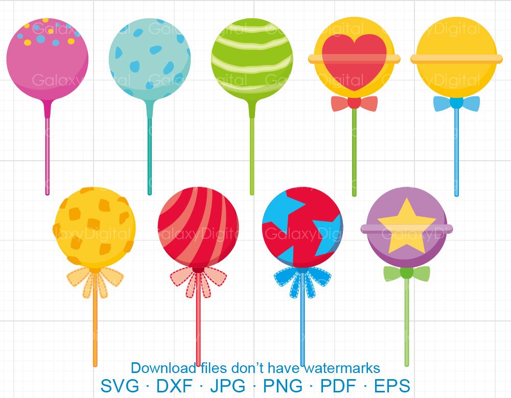 Lollipop Clipart SVG, Candy Clipart SVG DXF Silhouette Cricut Cut Files ...