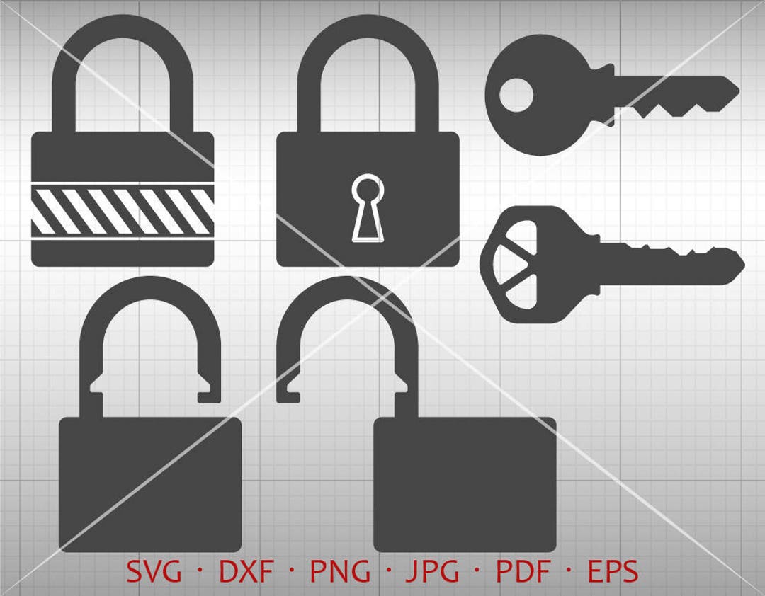 Lock SVG, Lock and Key Clipart SVG DXF Safety Security Clipart Vector ...