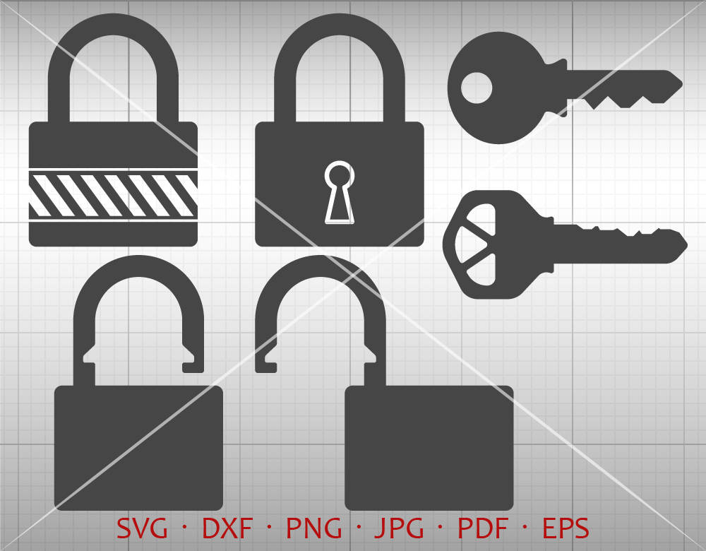 Lock SVG, Lock and Key Clipart SVG DXF Safety Security Clipart Vector ...