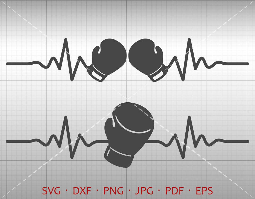Heartbeat Boxing Glove SVG, EKG Pugilism Clipart Silhouette Cricut Cut ...