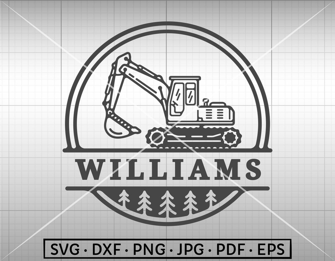 Excavator Scene Monogram SVG, Digger Family Name Frame SVG, Silhouette ...