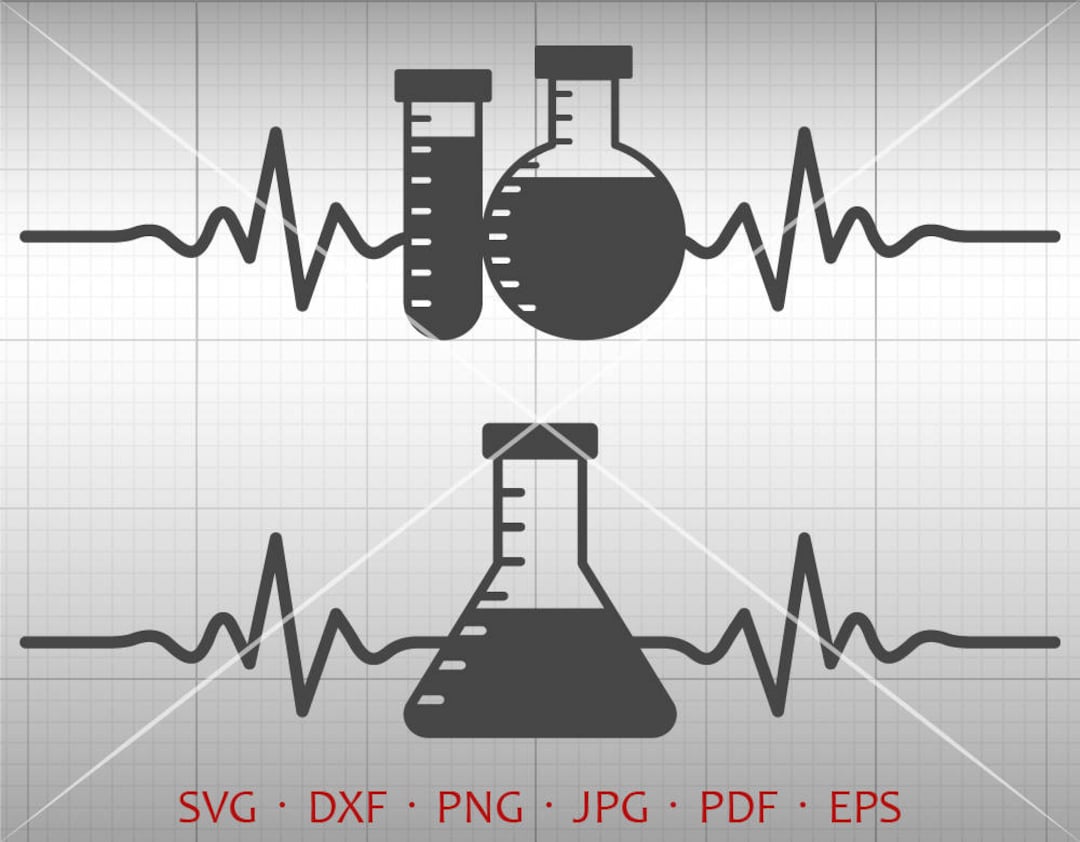 Heartbeat Lab SVG, EKG Chemistry Svg, Science Clipart Vector DXF ...