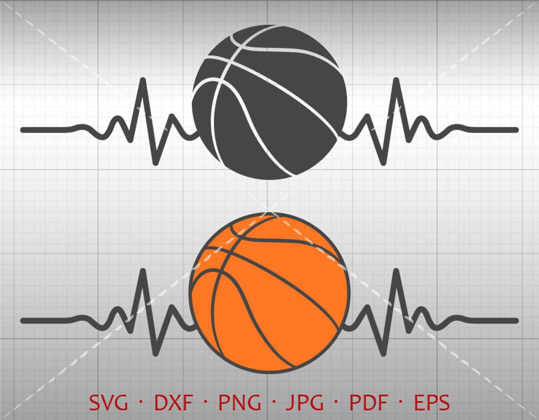 Heartbeat Basketball SVG Basketball Clipart Silhouette Cricut - Etsy