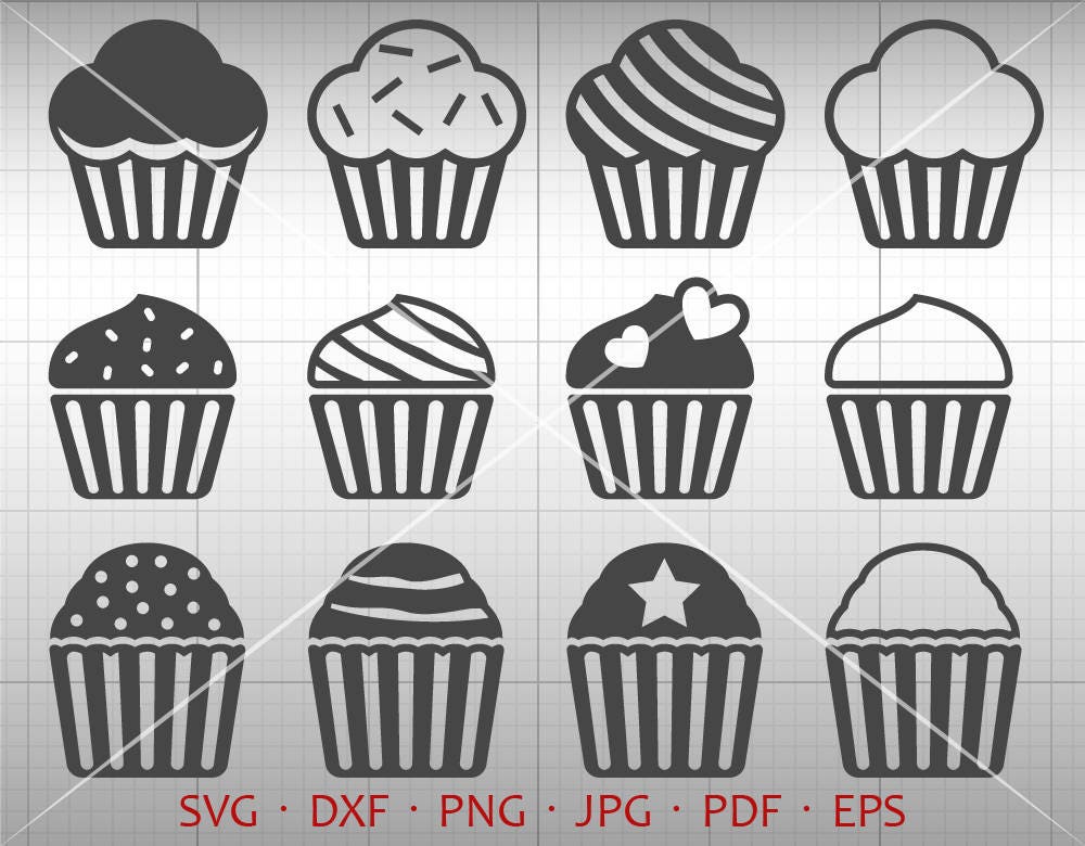 Cupcake SVG Cup Cake Clipart Silhouette Cricut Cut File | Etsy