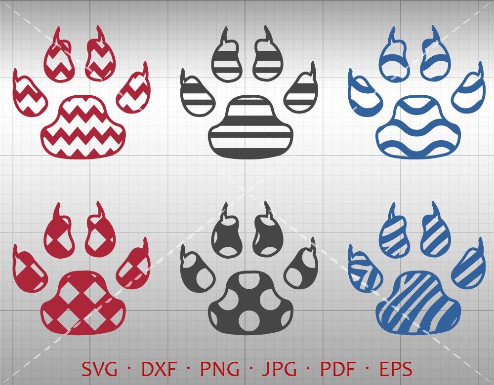 Pattern Paw Print SVG Paw Clipart DXF Silhouette Cricut Cut | Etsy