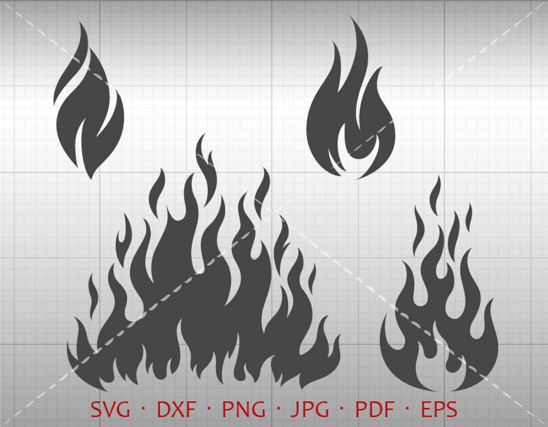 Fire SVG, Fire Flames Clipart DXF Silhouette Cricut Cut File Vector ...