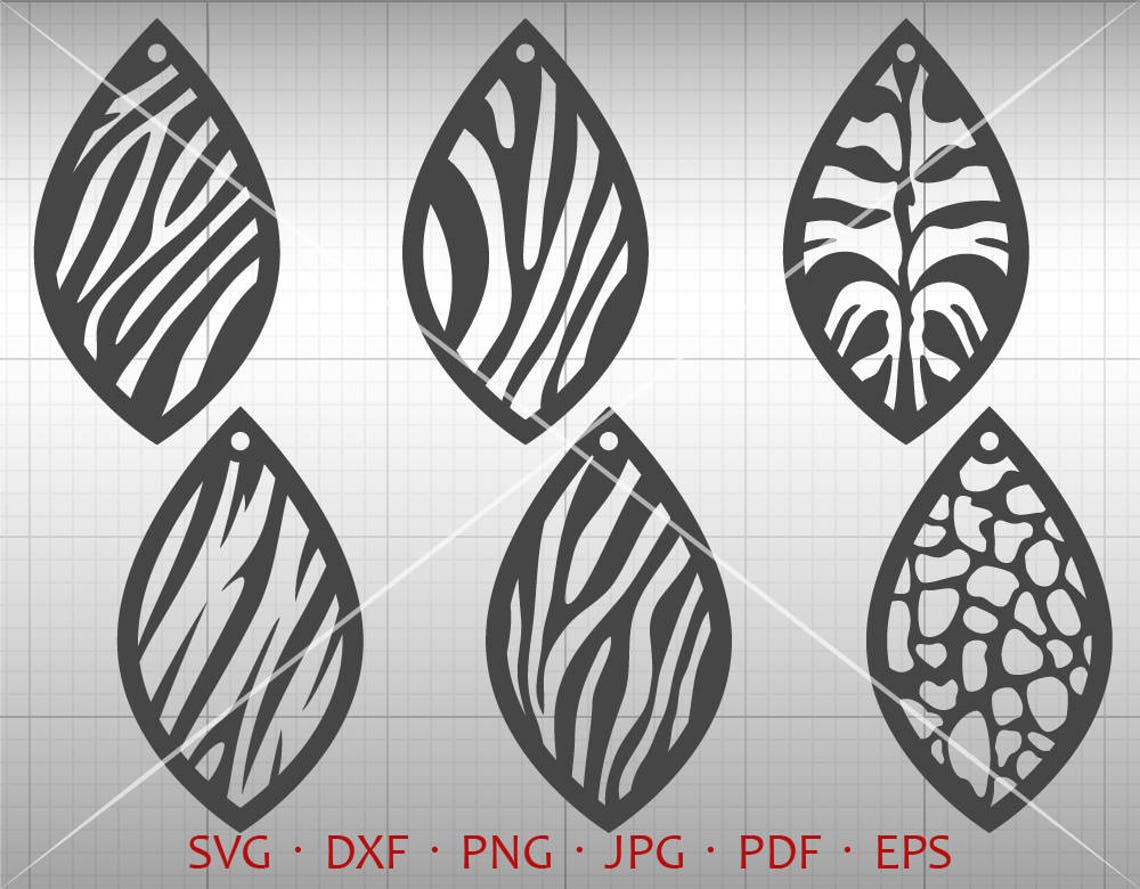 Animal Print Tear Drop SVG Pendant SVG Vector DXF Leaf | Etsy
