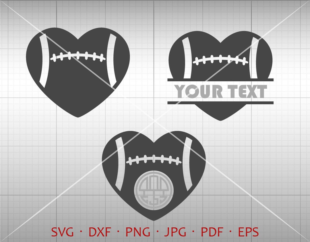 Love Football SVG, Football Heart Monogram Frame , Football Clipart ...