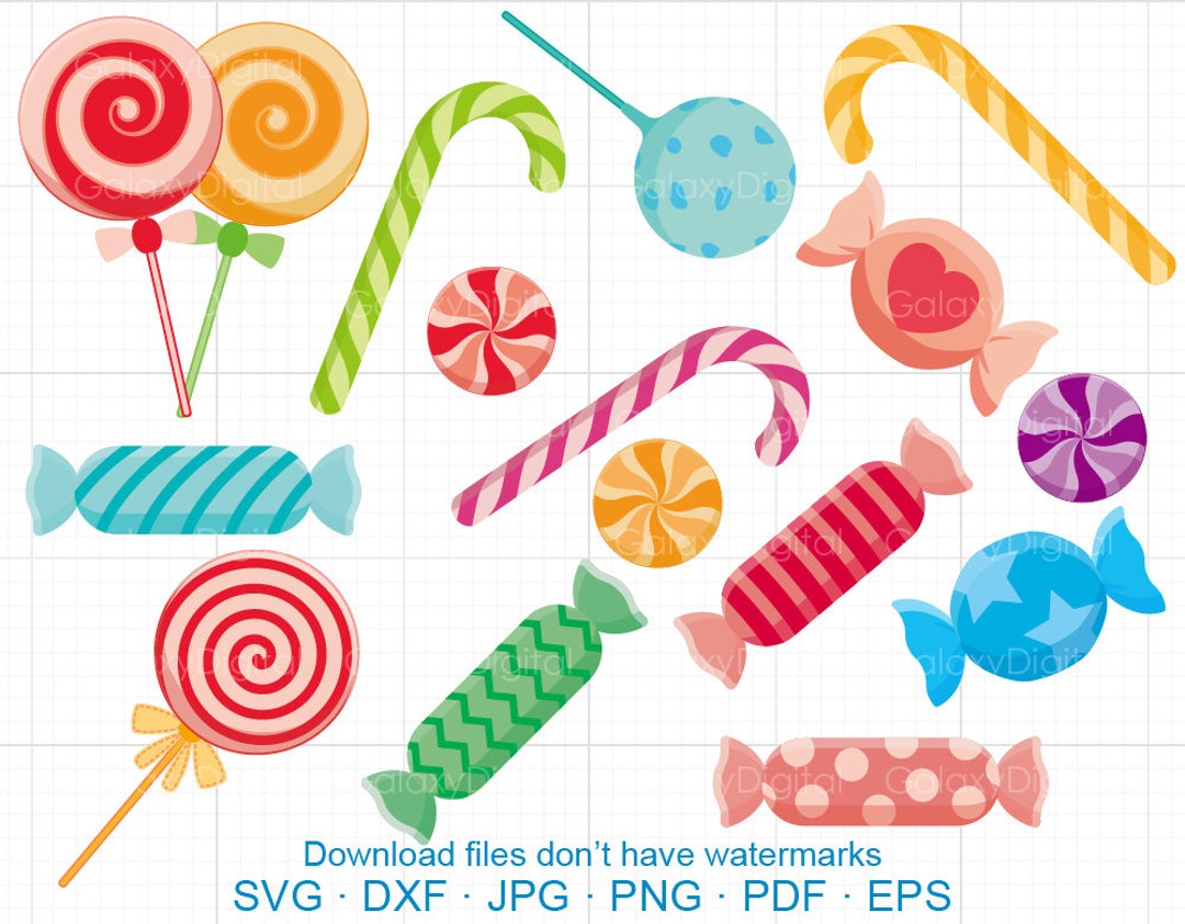 Candy Clipart SVG, Sweets Clipart, Party SVG DXF Silhouette Cricut Cut ...