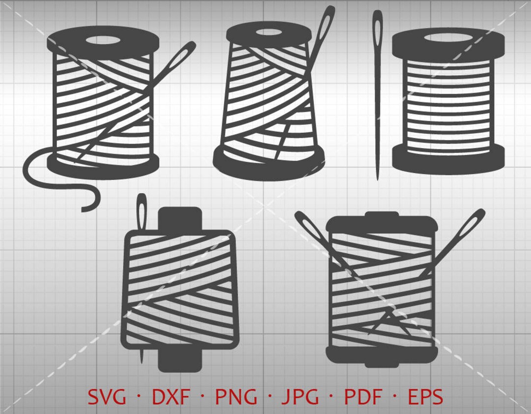 Sewing Needle Thread SVG, Quilter Knitting Clipart DXF Vector ...