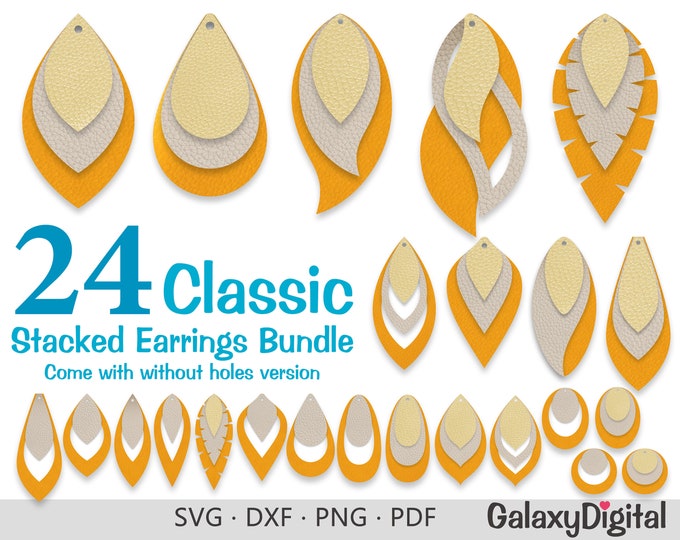 Earring SVG , Stacked Earring Templates Bundle , Teardrop SVG Template ...