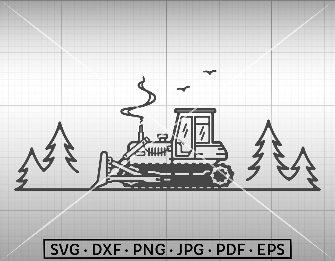 Bulldozer SVG , Bulldozer Forest Scene SVG, Silhouette Cricut Cut File ...