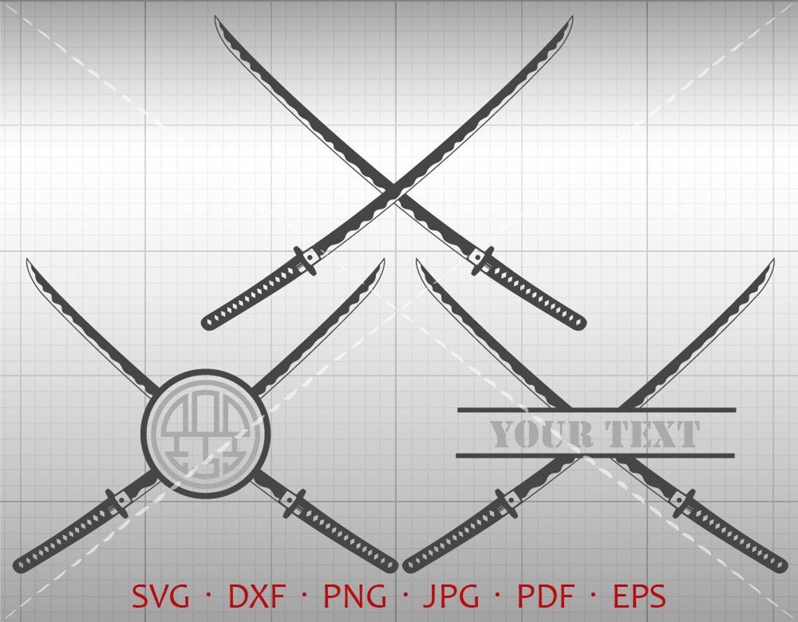 Ninja Sword SVG Ninja Monogram Frame Sword Clipart - Etsy