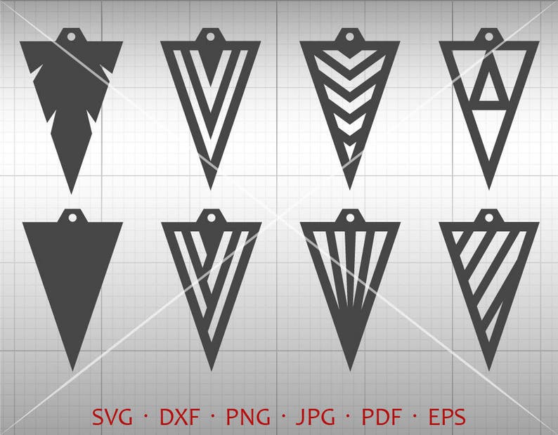 Triangle Earring SVG, Tear Drop SVG, Arrow Pendant Svg, Teardrop Vector ...