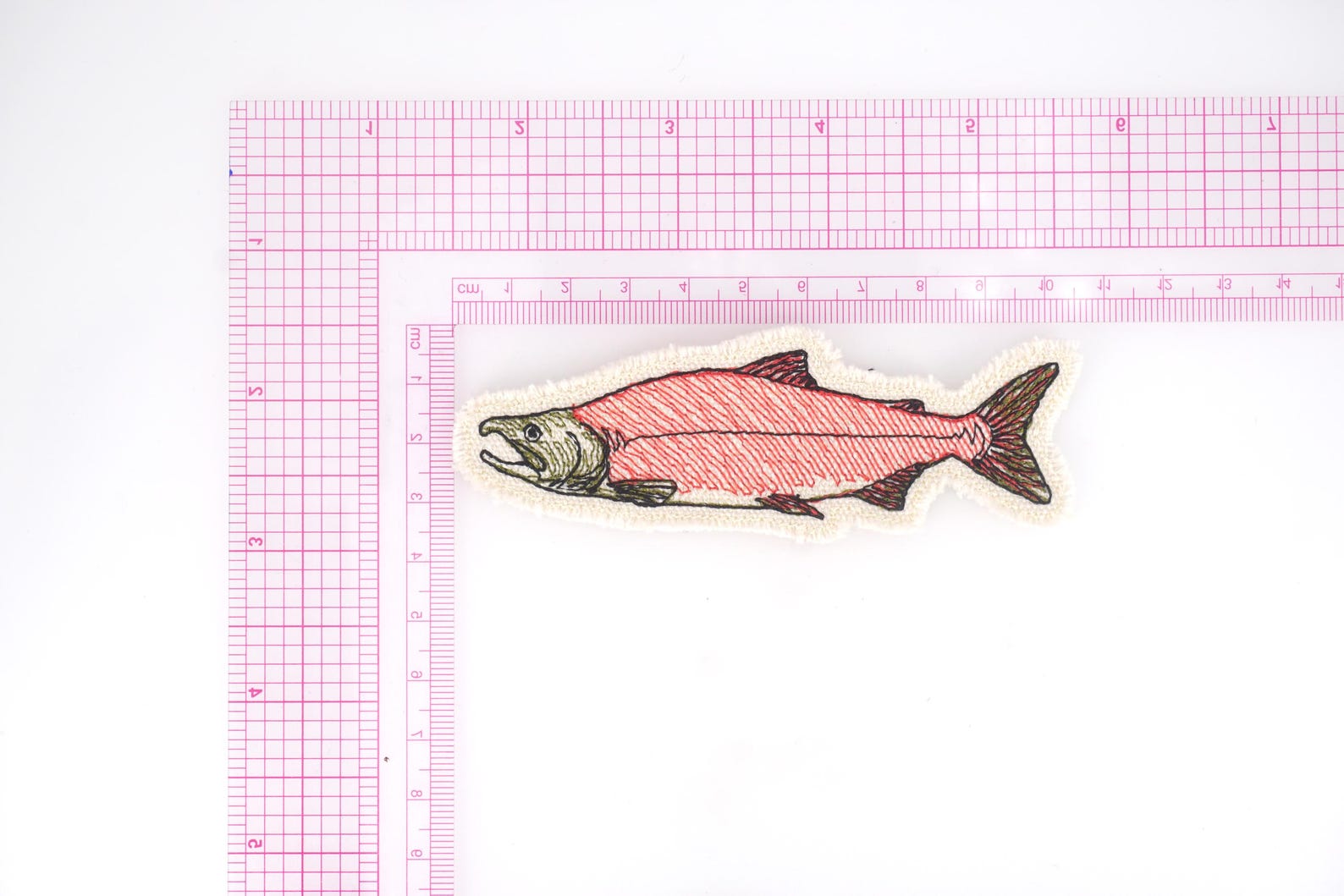 Red Salmon Embroidered Patch, Fish Canvas Applique, Oncorhynchus Nerka ...