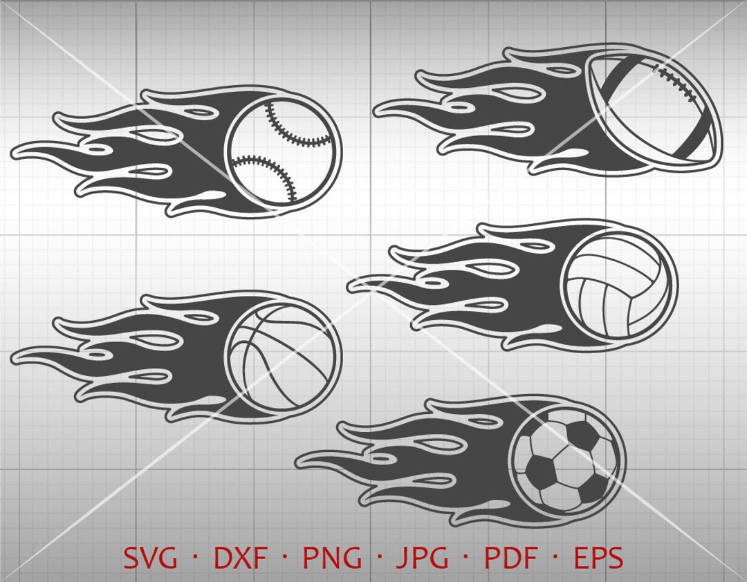 Sport Flame SVG, Football Basketball Soccer Baseball Volleyball Fire ...