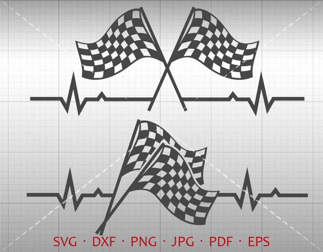 Heartbeat Racing SVG, EKG Race Clipart Dxf Silhouette Cricut Cut File ...