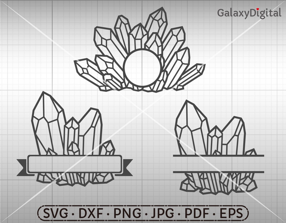 Crystal Monogram Frame SVG Crystal SVG Clipart Silhouette - Etsy