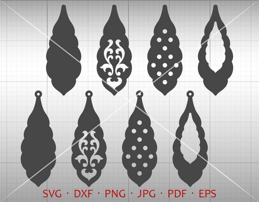 Long Leaf Earring SVG Tear Drop SVG Pendant Svg Teardrop - Etsy