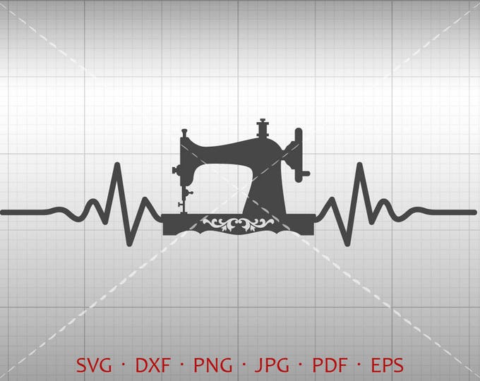 Heartbeat Sewing Machine SVG EKG Sewing Machine Clipart - Etsy