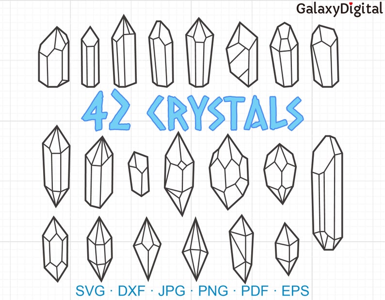 Crystal SVG Gemstone SVG Crystal Gem Clipart Silhouette - Etsy