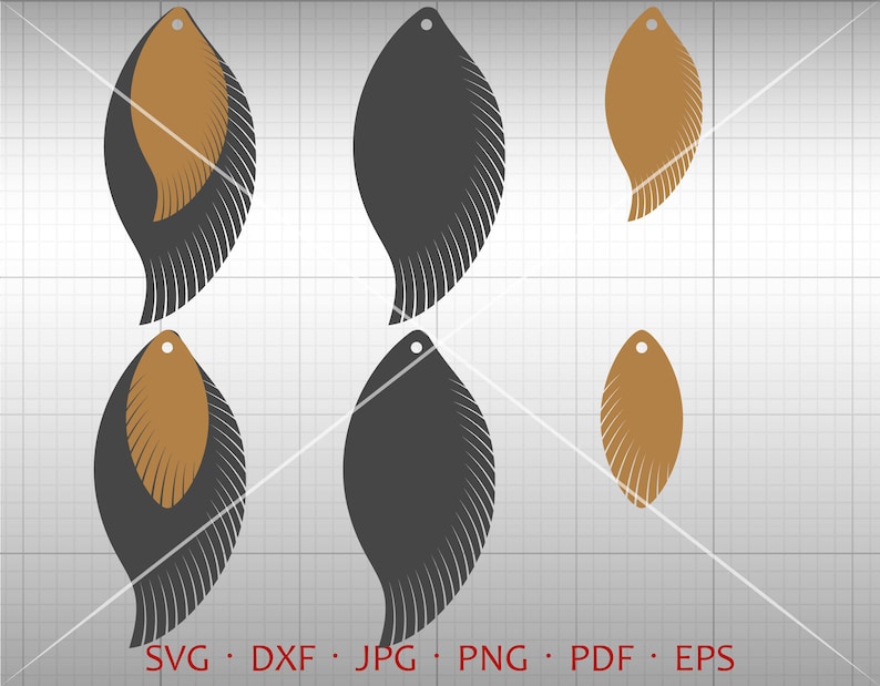 Feather Stacked Earring SVG Tear Drop SVG Pendant Svg - Etsy