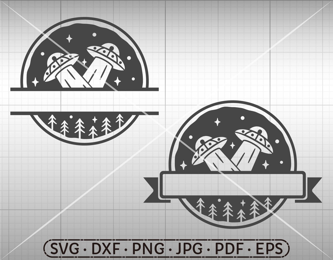 UFO Monogram Frame SVG Ufo SVG Silhouette Cricut Cut File - Etsy