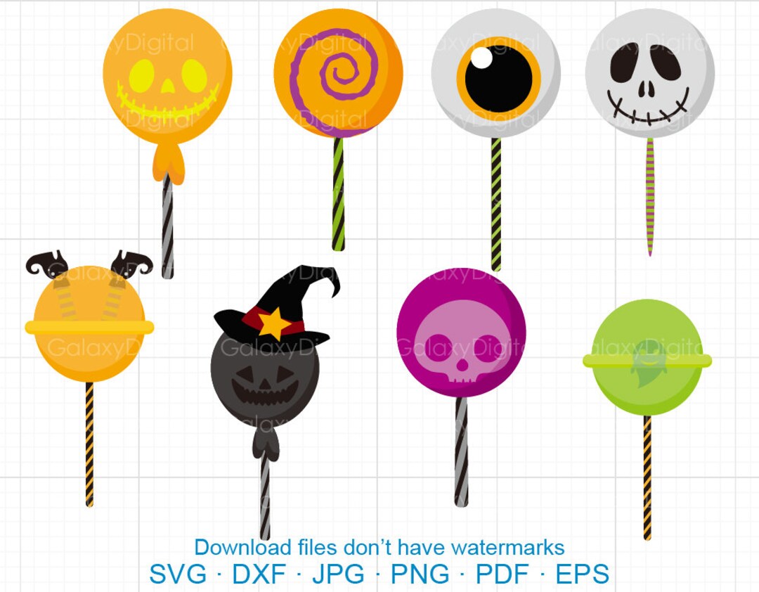 Halloween Lollipop Clipart SVG, Candy Clipart SVG DXF Silhouette Cricut ...
