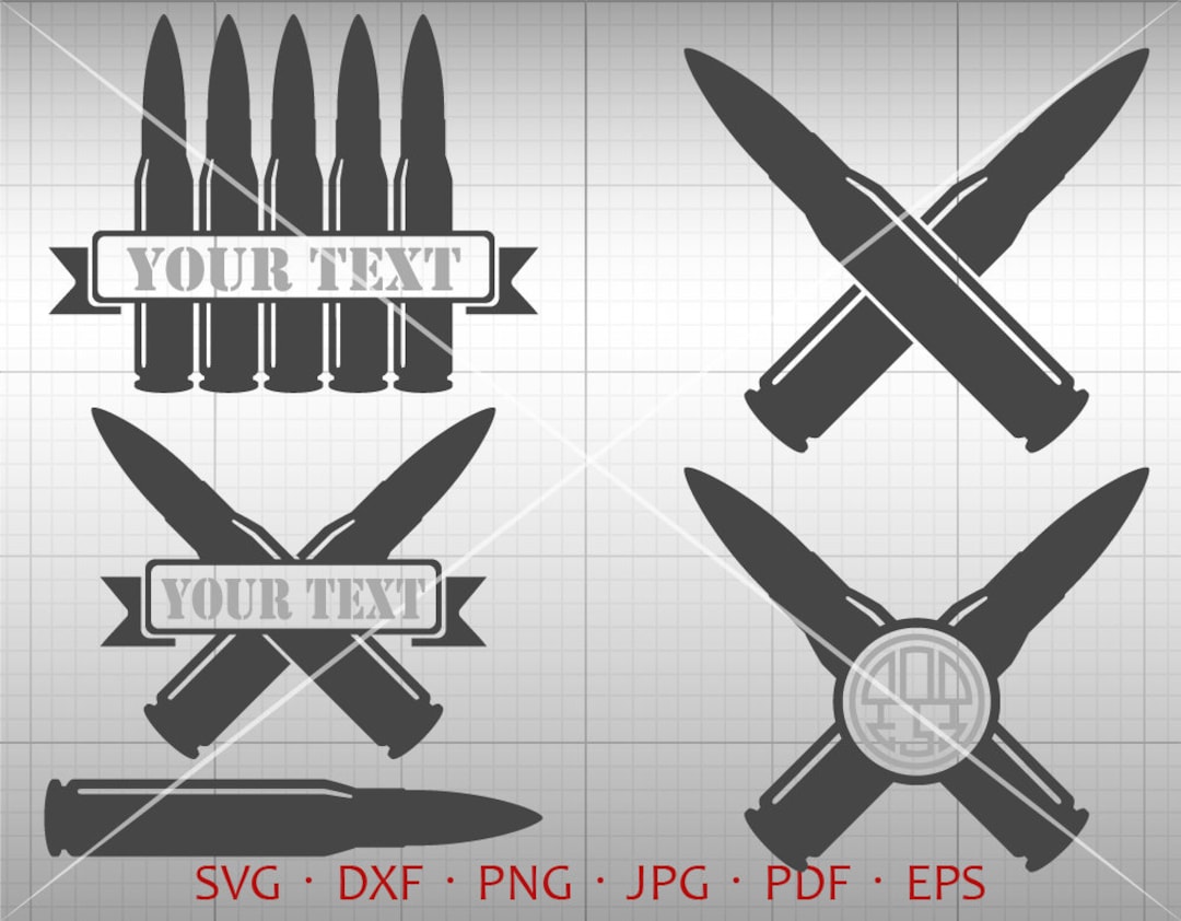 Bullet SVG, Bullet Monogram Frame, Ammunition Clipart SVG DXF Vector ...