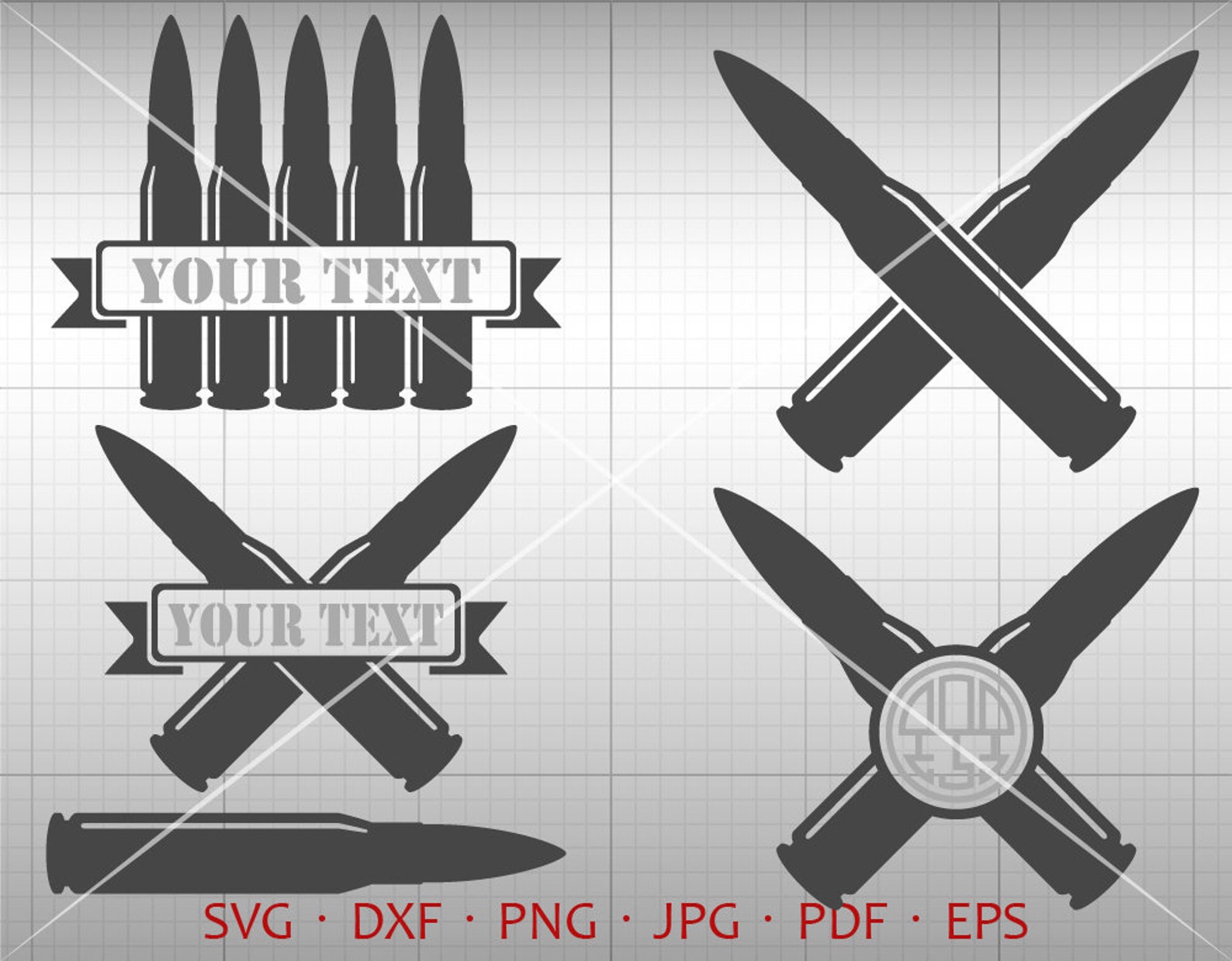 Bullet SVG Bullet Monogram Frame Ammunition Clipart SVG DXF - Etsy