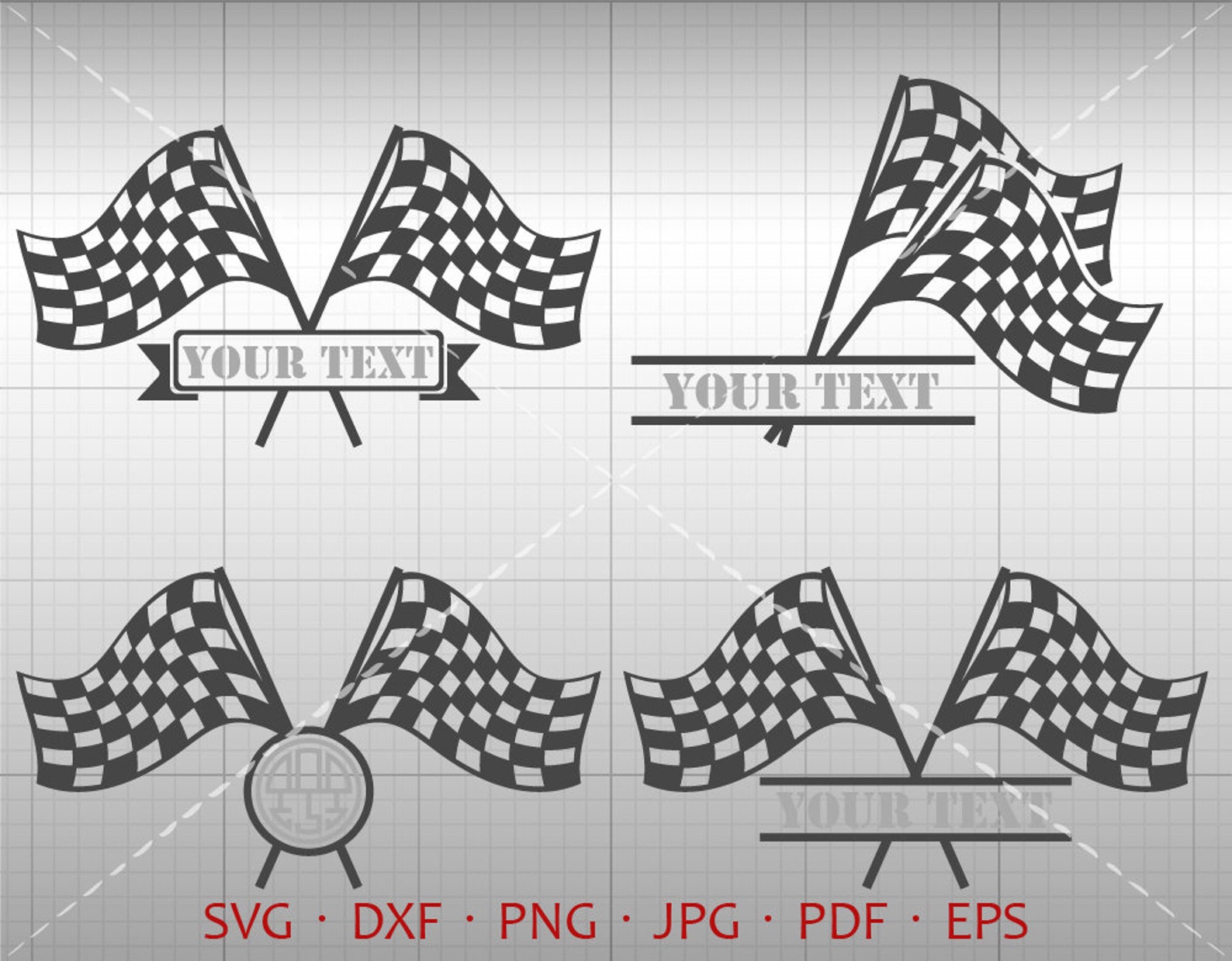 Racing Flag Monogram Frame Checkered Race Flag Clipart SVG - Etsy