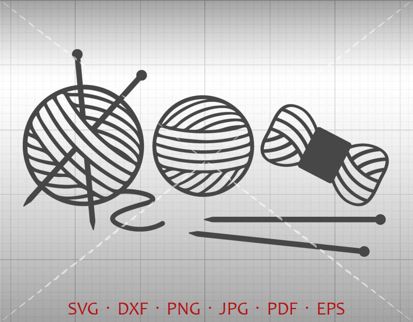 Knitting SVG, Yarn SVG, Needle Svg Knitter Clipart DXF Silhouette ...