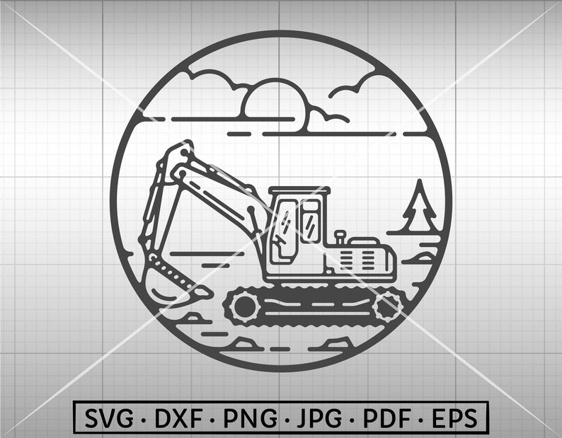 Excavator Scene SVG Digger SVG Silhouette Cricut Cut File - Etsy