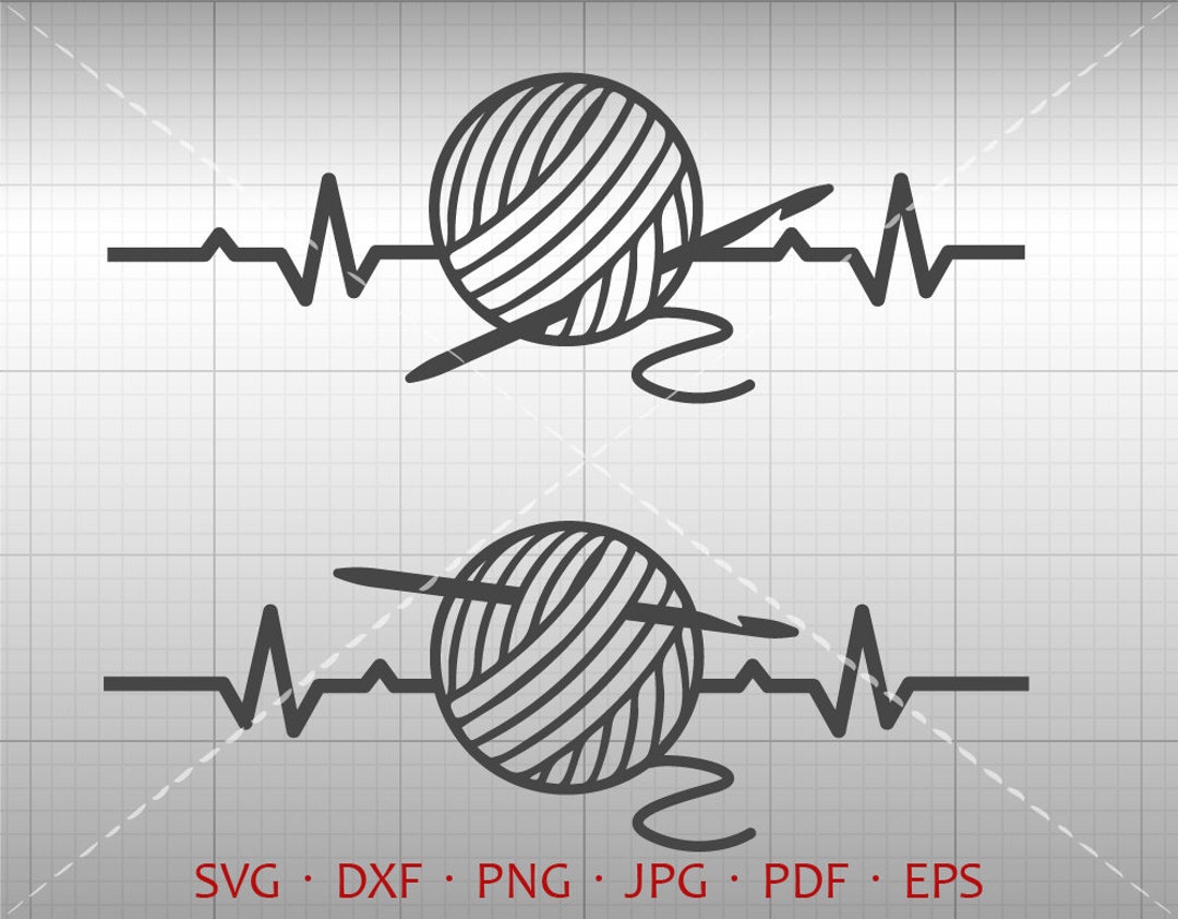 Heartbeat Crocheting SVG, EKG Crochet Clipart DXF Silhouette Cricut Cut ...