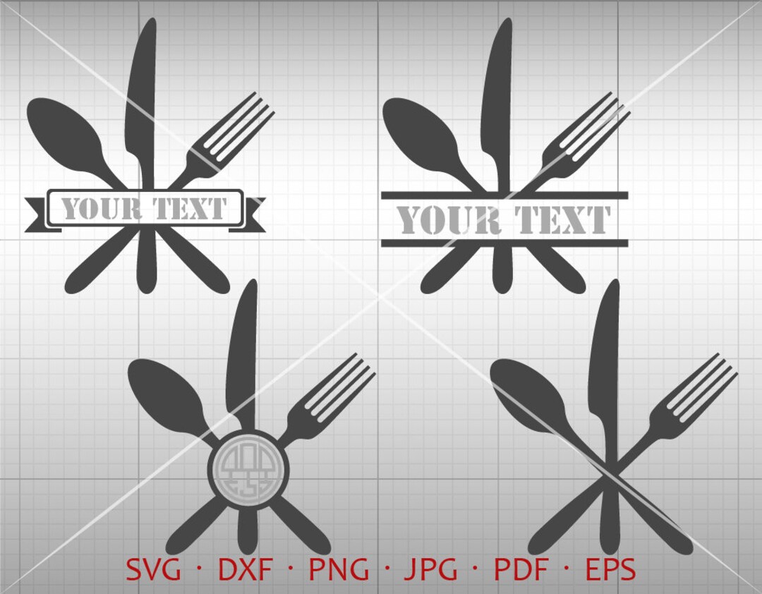 Kitchen Utensils SVG, Tableware Monogram Frame , Flourish Kitchen ...