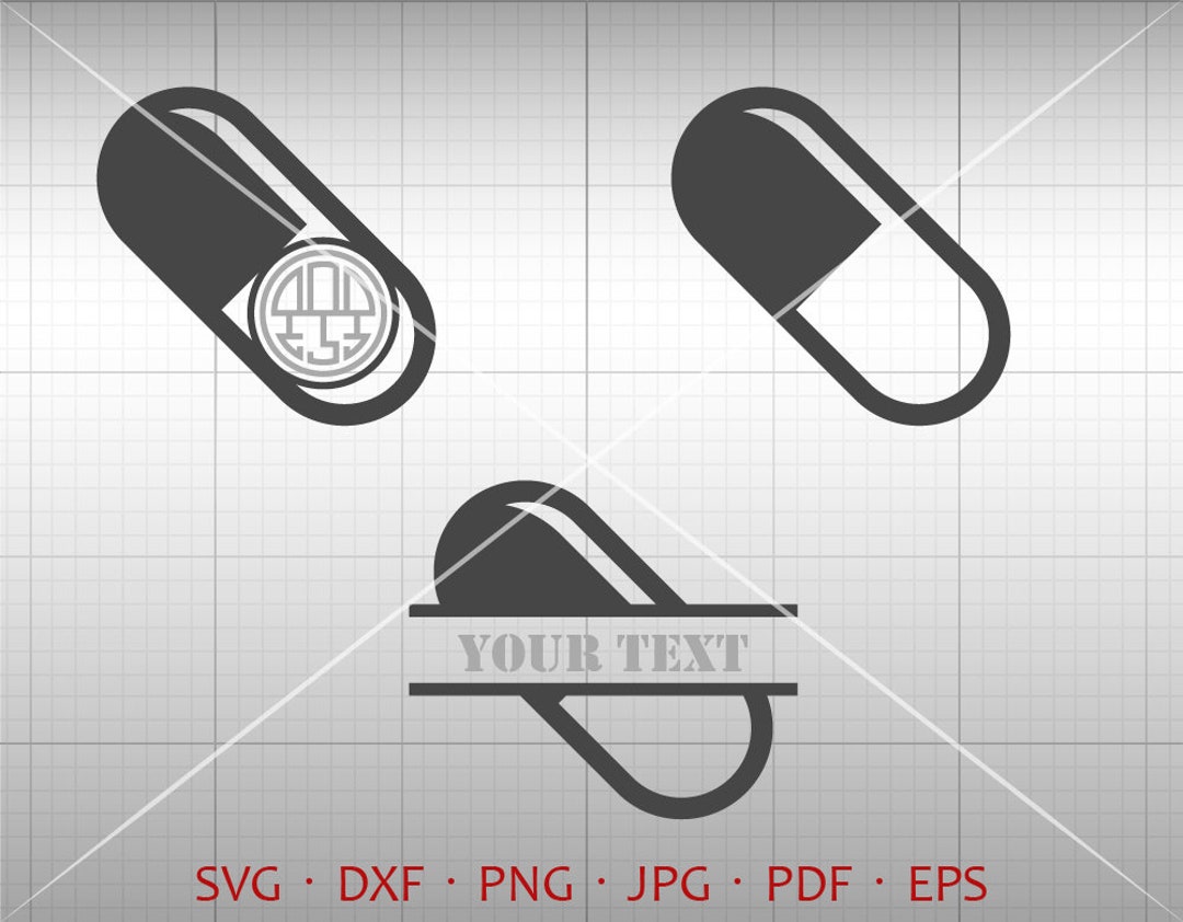 Pill Capsule SVG, Medicine Monogram Frame , Capsule Clipart Silhouette ...