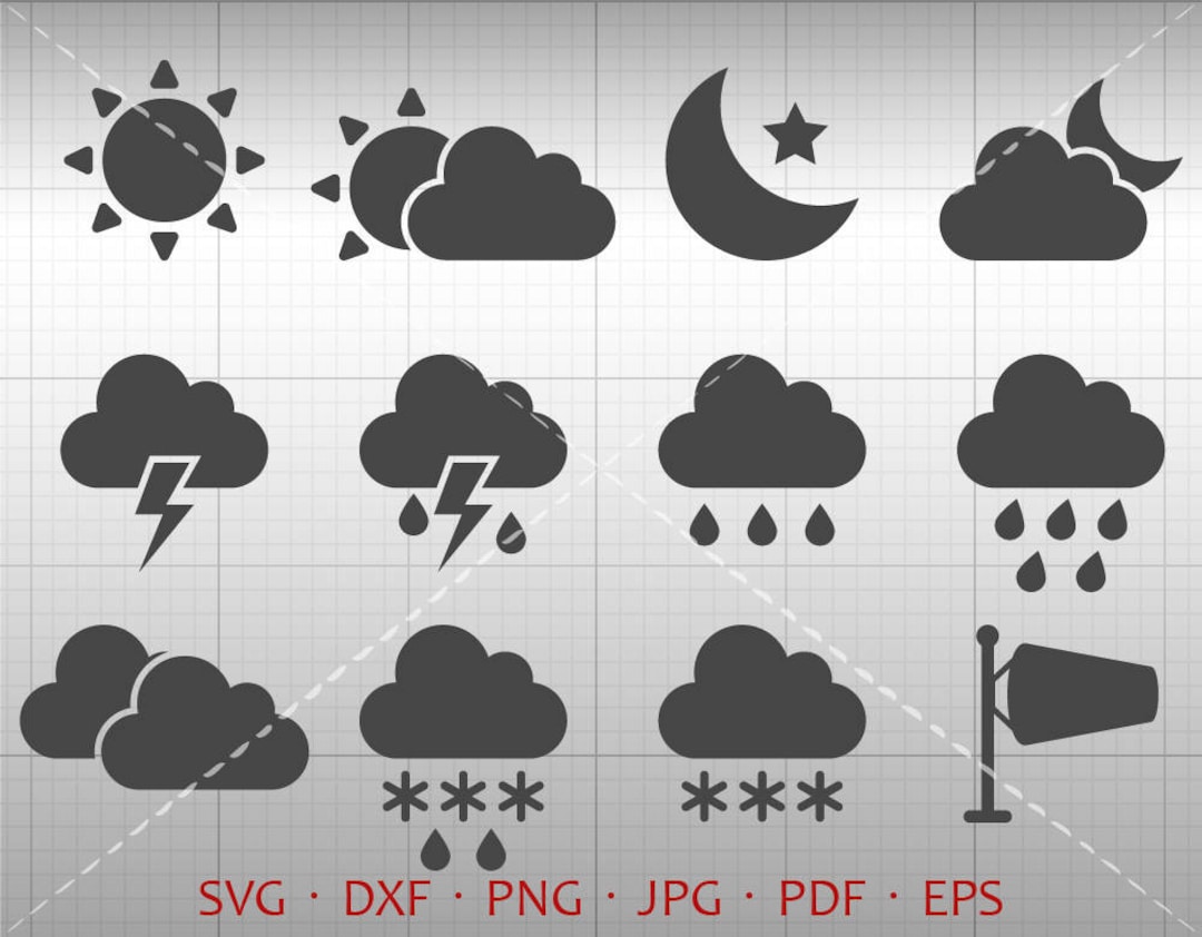 Weather SVG, Weather Icon Clipart Silhouette Cricut Cut File Vector - Etsy