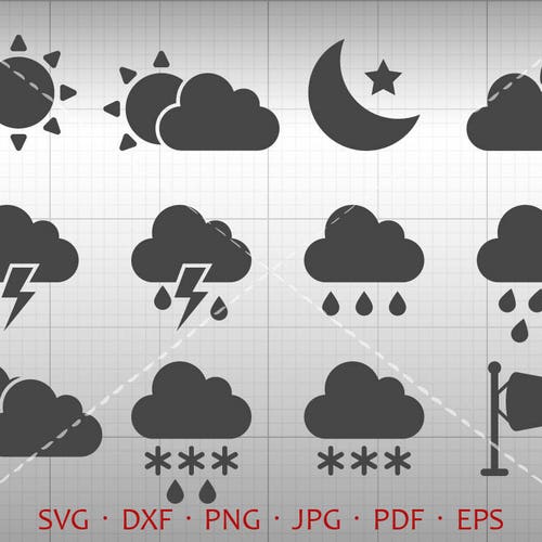Weather SVG Weather Icon Clipart Silhouette Cricut Cut File - Etsy