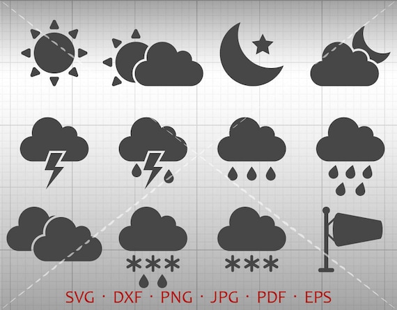 Weather SVG Weather Icon Clipart Silhouette Cricut Cut File | Etsy