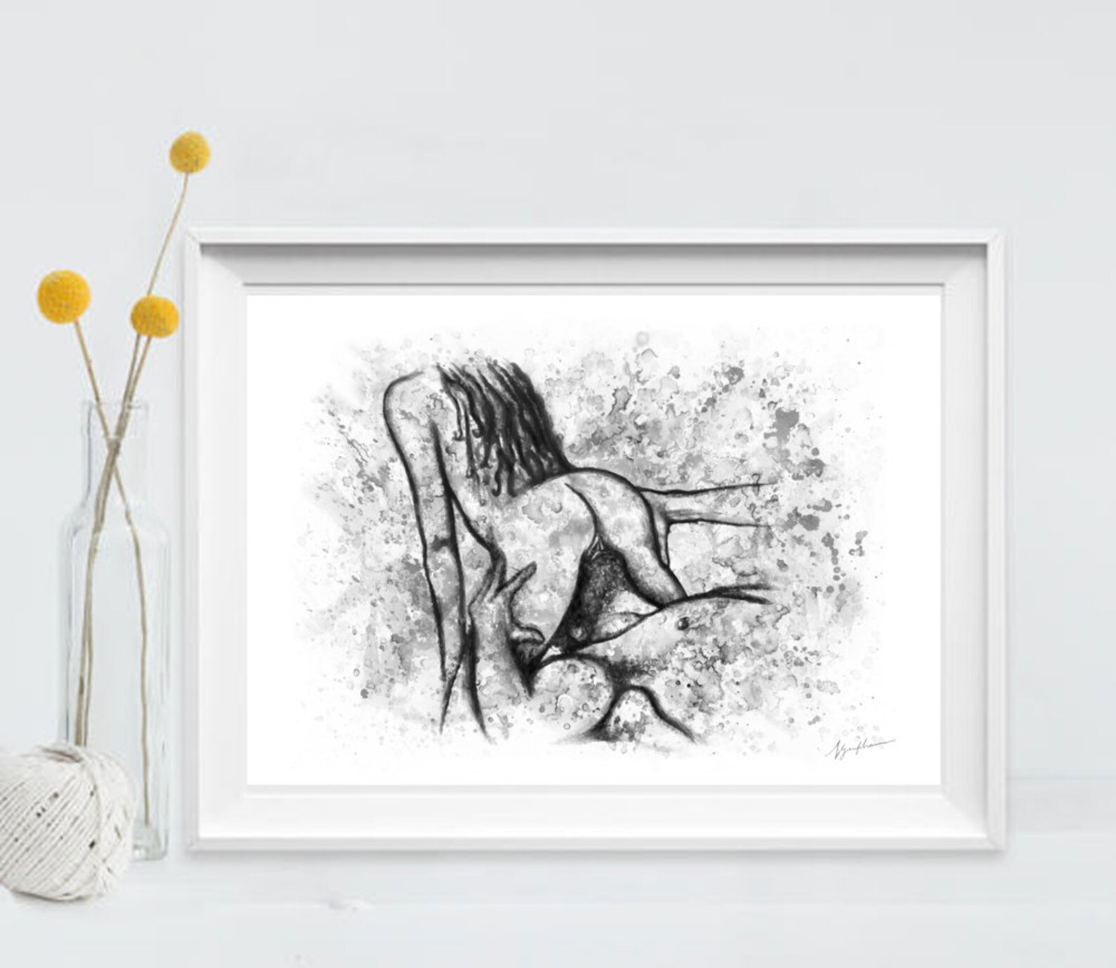 Hot Breakfast Bandw Erotic Art GiclÉe Print Illustration Wall Art Poster Print Home Wall Decor